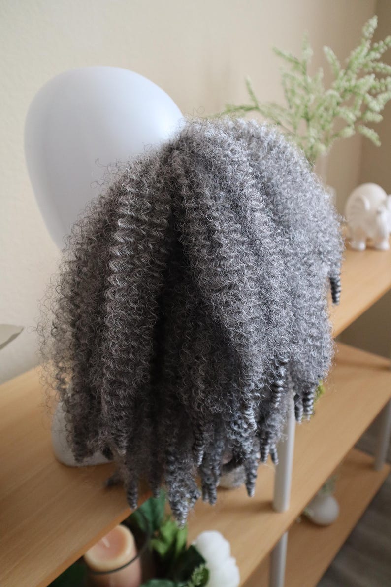 Springy Afro Twist Curl 20 Inch Gray Drawstring Ponytail Extension ...