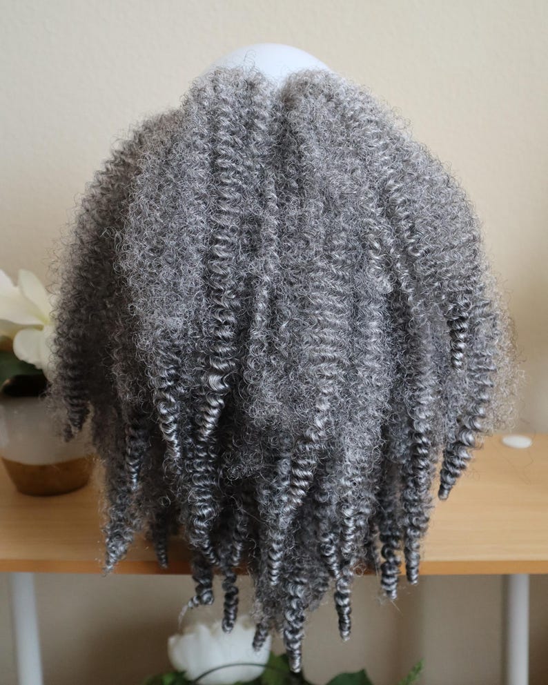 Springy Afro Twist Curl 20 Inch Gray Drawstring Ponytail Extension ...