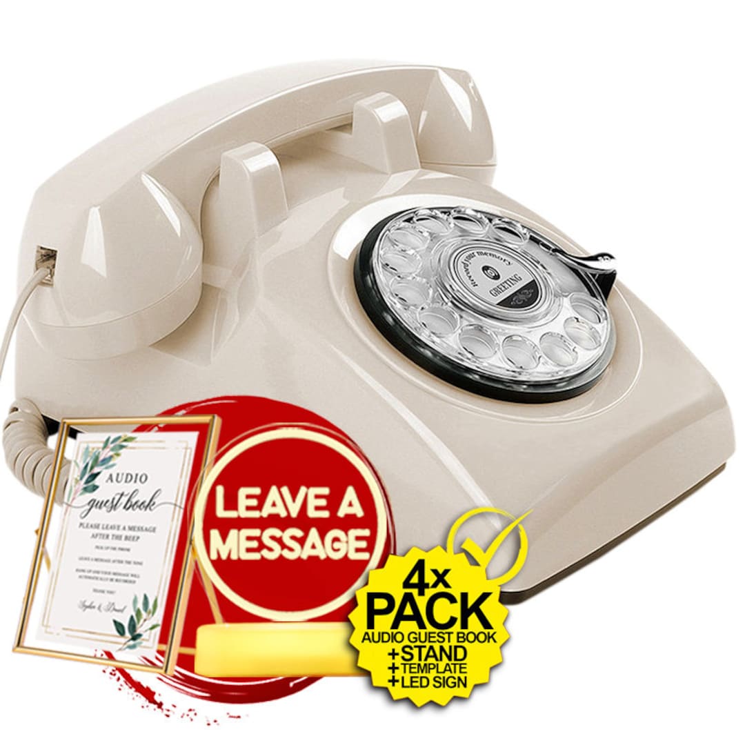 AUDIO GUEST BOOK 3.0 + Led + Free Stand! Retro Telephone With Rotary ...