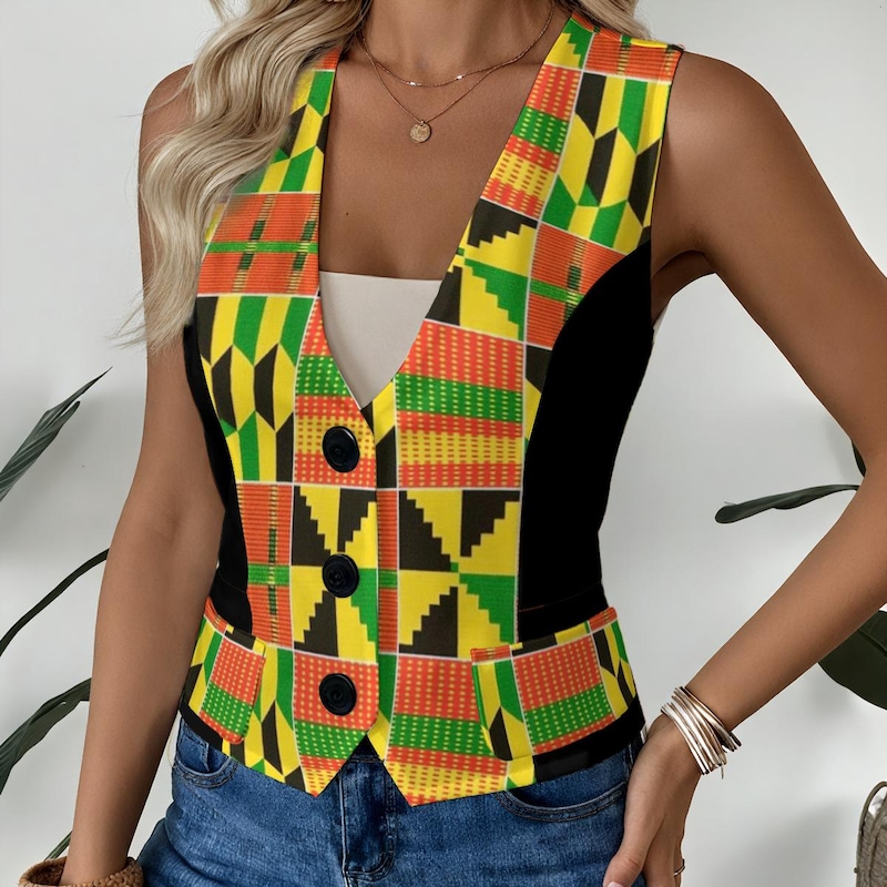 African Print Vest - Etsy