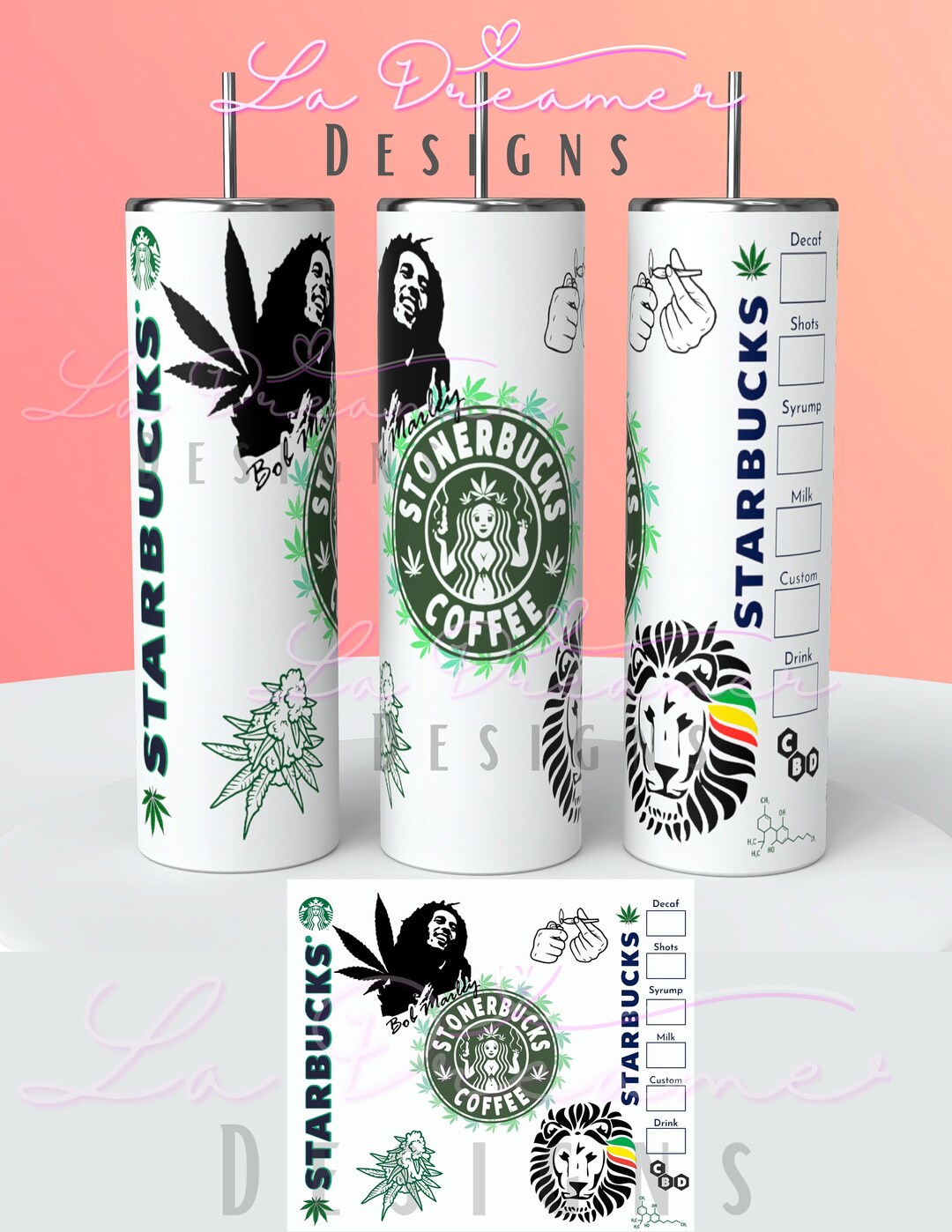 Stonerbucks Skinny Tumbler Wrap, Stonerbucks Tumbler Png, Stoner ...