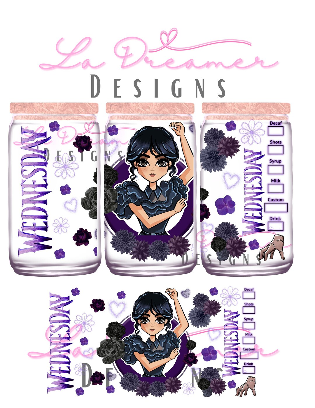 Wednesday Coffee Libby Wrap, Wednesday Coffee Glass Can Png, Wednesday ...