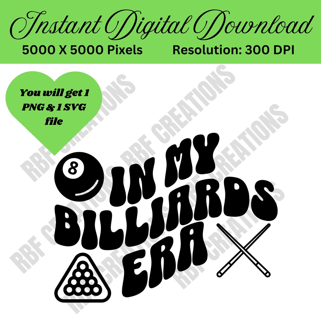 Retro in My Billiards Era PNG and SVG Sublimation Billiards Quote DTF ...
