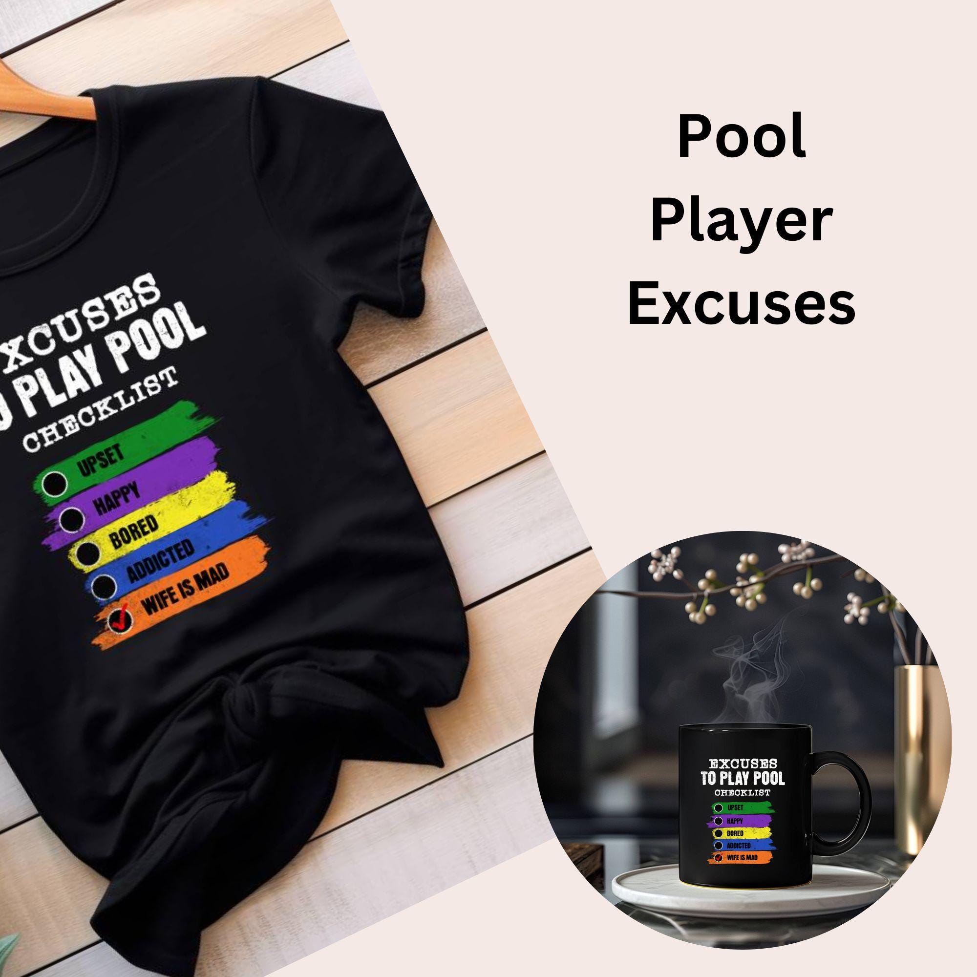 Pool Players Excuses PNG Sublimation Design Fun Billiards Graphic for T ...