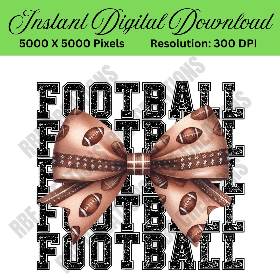 Grunge Style Football Bow Clipart Digital Download Football PNG Sports ...