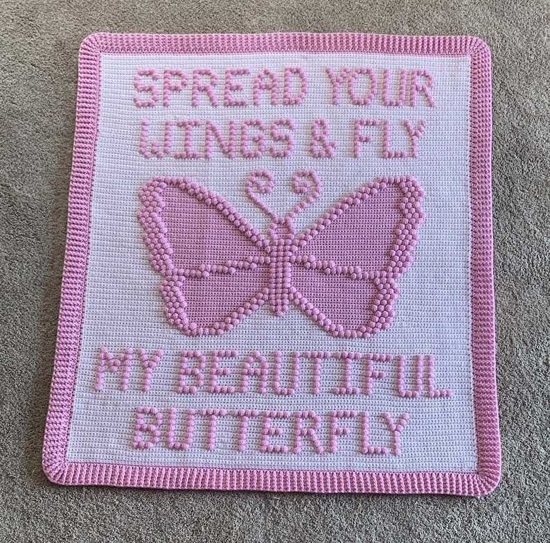 Crochet Blanket / Afghan Pattern - Butterfly Bobble Stitch - Spread ...