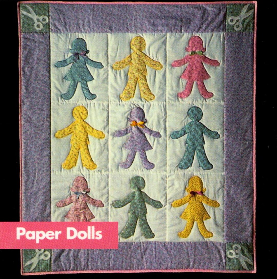Quilt Pattern Cute & Adorable Paper Dolls Easy Applique Baby / Crib ...
