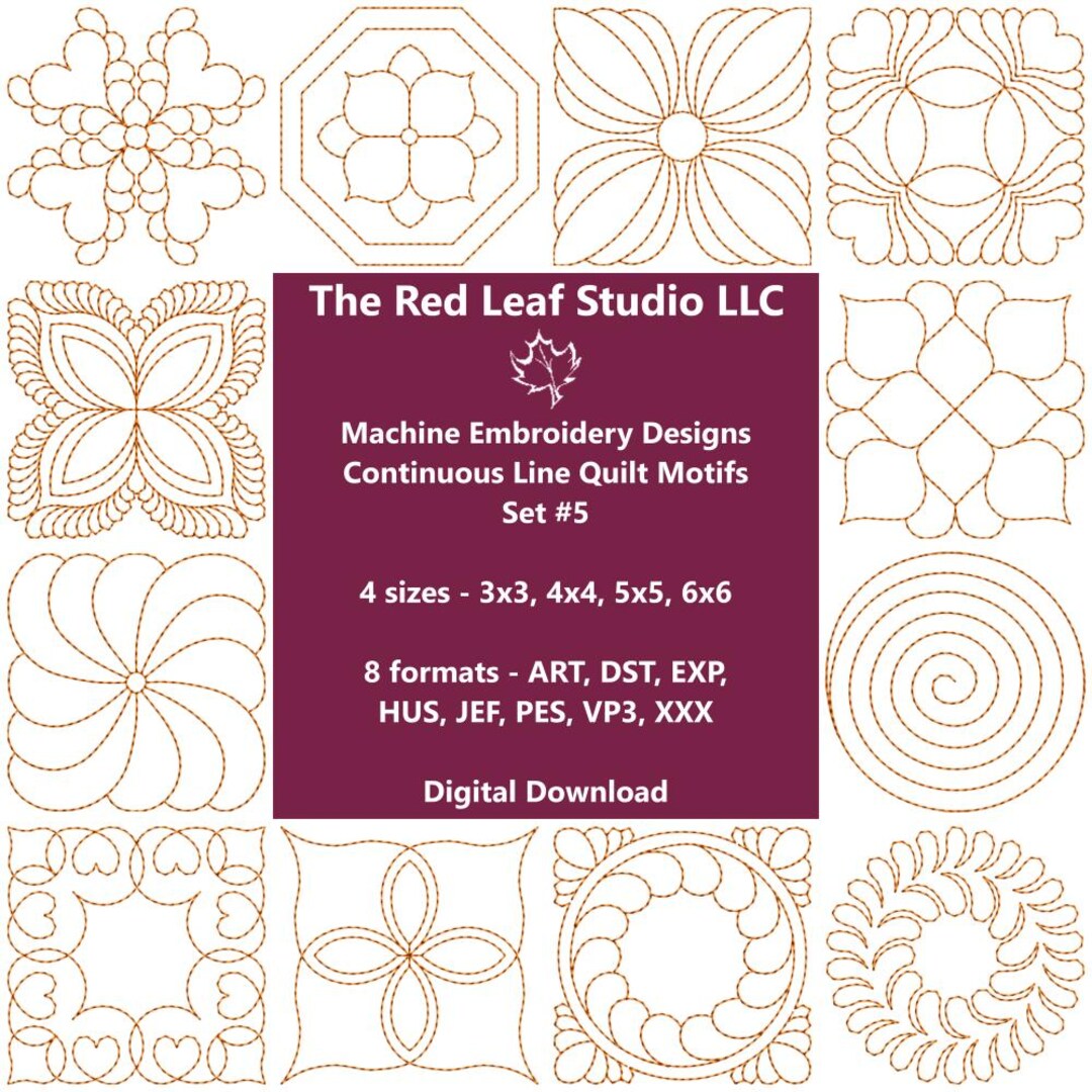 Set #5 - Continuous Line Quilt Motifs Machine Embroidery Designs ...