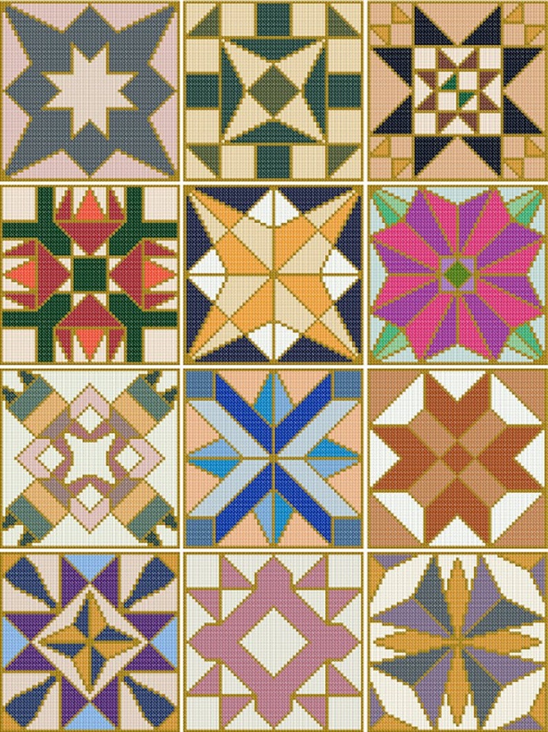 All 6 Sets Quilt Blocks Cross Stitch Machine Embroidery Designs INSTANT ...
