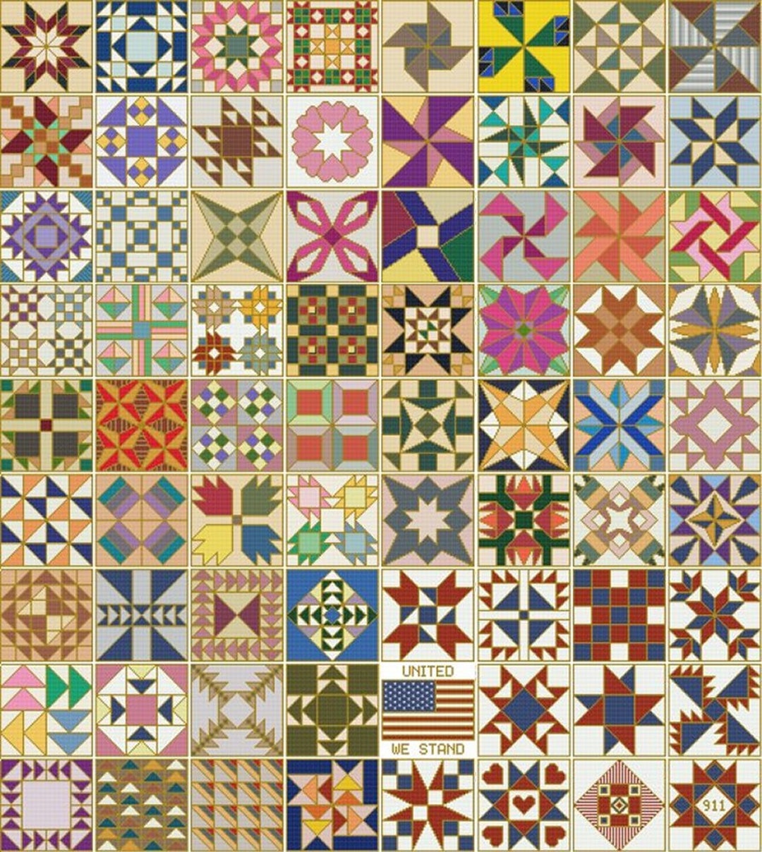 All 6 Sets Quilt Blocks Cross Stitch Machine Embroidery Designs INSTANT ...