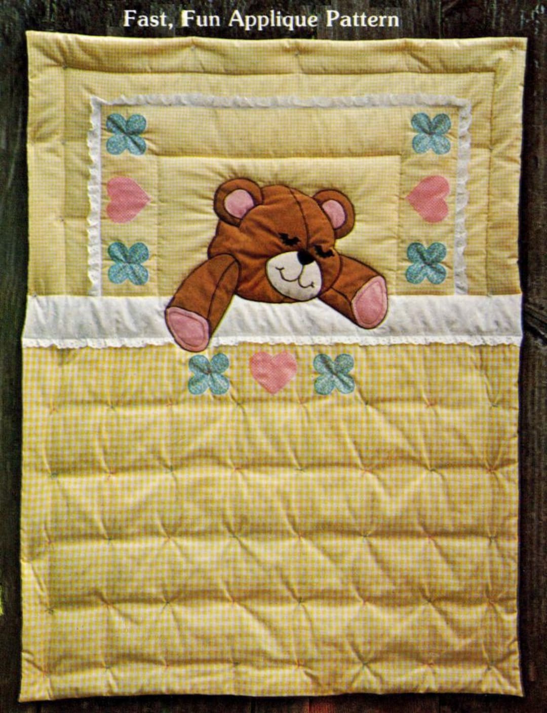 Quilt Pattern Cute & Adorable Sleepy Teddy Easy Applique Baby / Crib ...