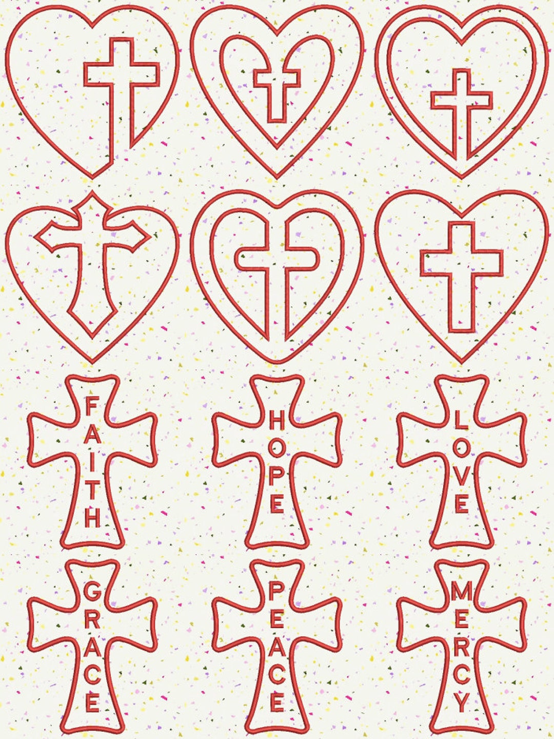 Christian Hearts & Crosses Applique Machine Embroidery Designs INSTANT ...