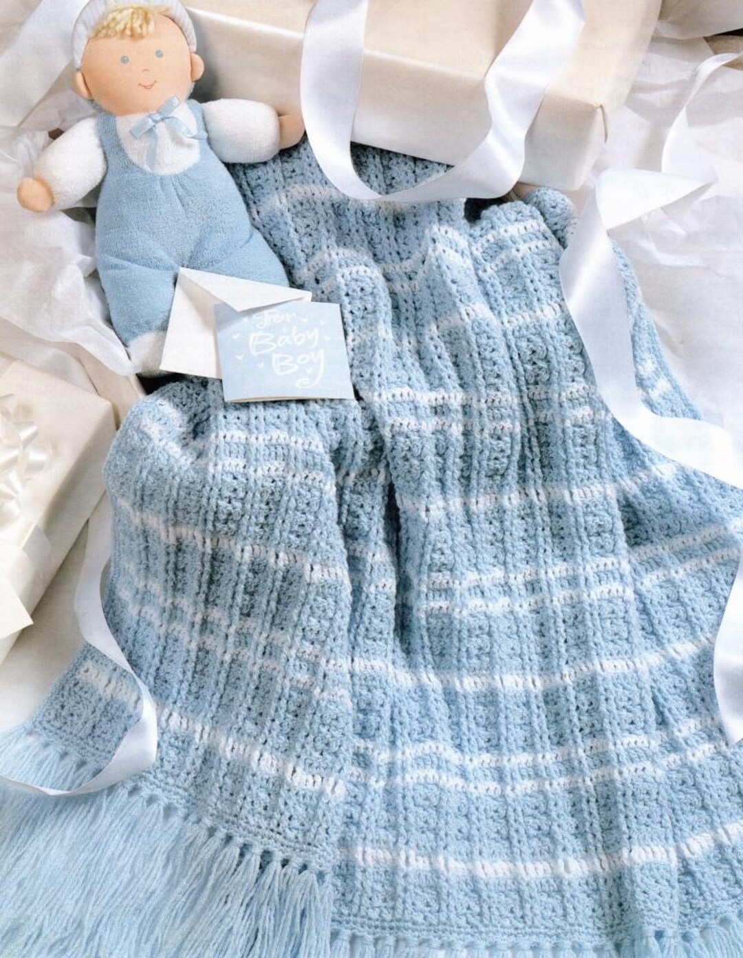 Crochet Pattern Baby / Crib Blanket / Afghan - Easy Two Color Baby ...