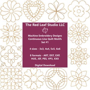 Set #1 - Continuous Line Quilt Motifs Machine Embroidery Designs ...