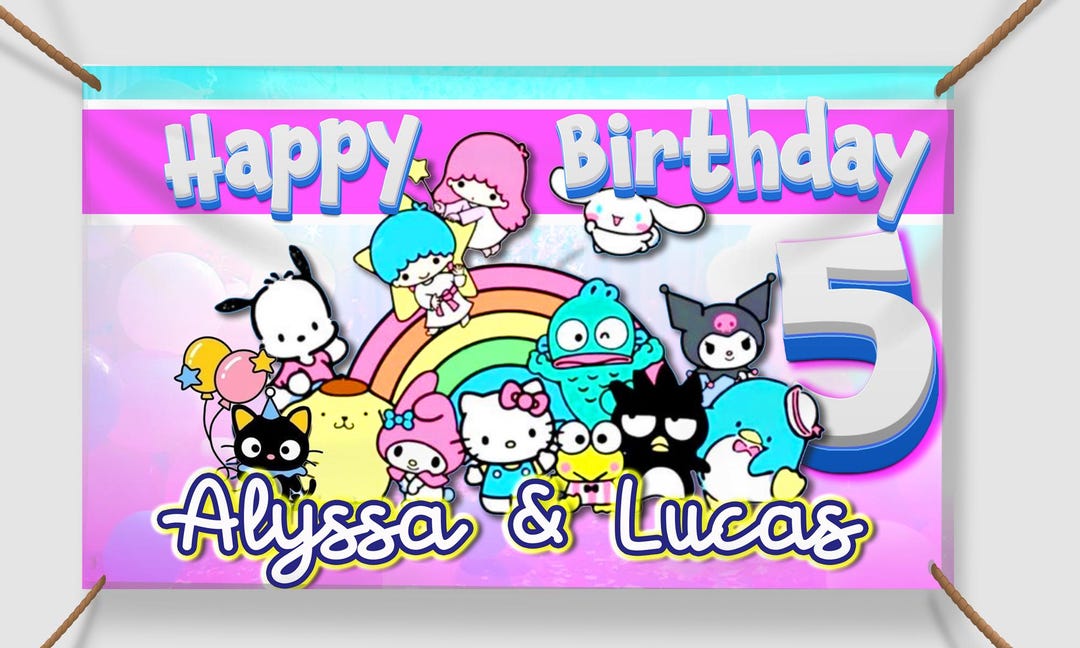 HELLO KITTY Birthday Banner, Printed & Shipped - Etsy