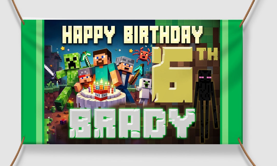 MINECRAFT Happy Birthday Banner, Printed & Shipped - Etsy