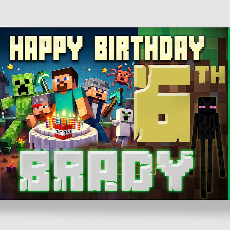 Minecraft birthday banner - Etsy