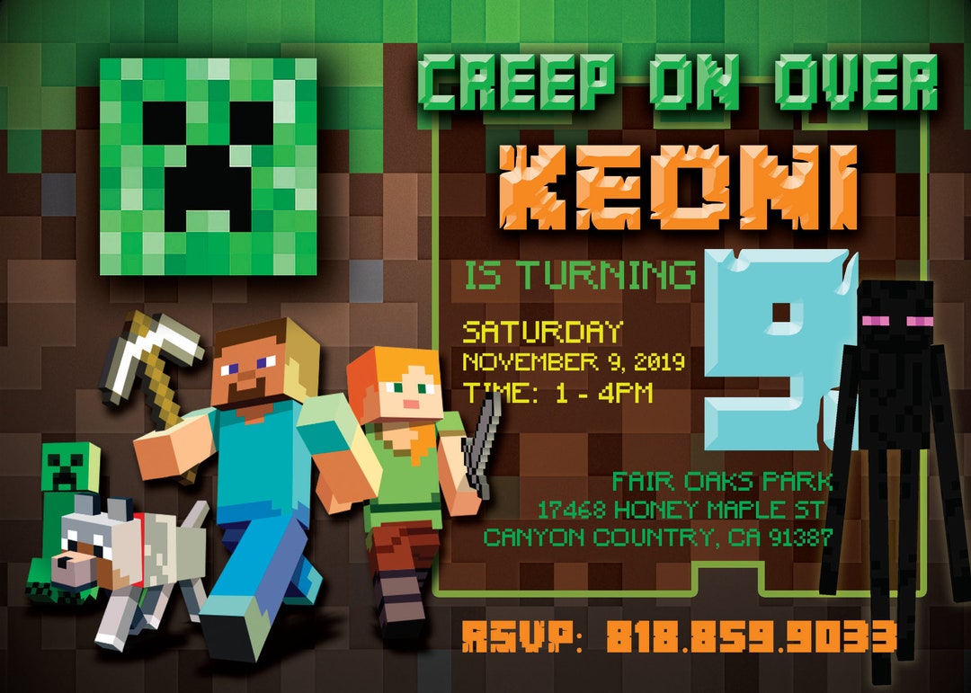 MINECRAFT Kids Birthday Party Invite - Etsy
