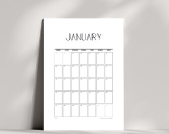 Printable Spanish 2025 Twelve Months Minimalist Black White Monthly ...