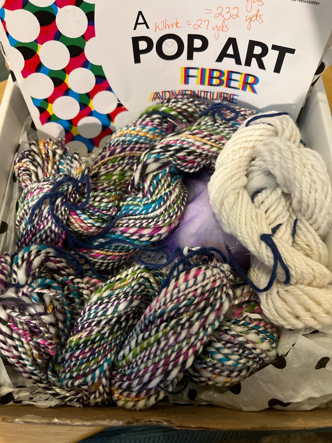 Handspun Yarn. 232 Yards. “andy Warhol Pop Art Fiber” Mystery Fiber Box ...