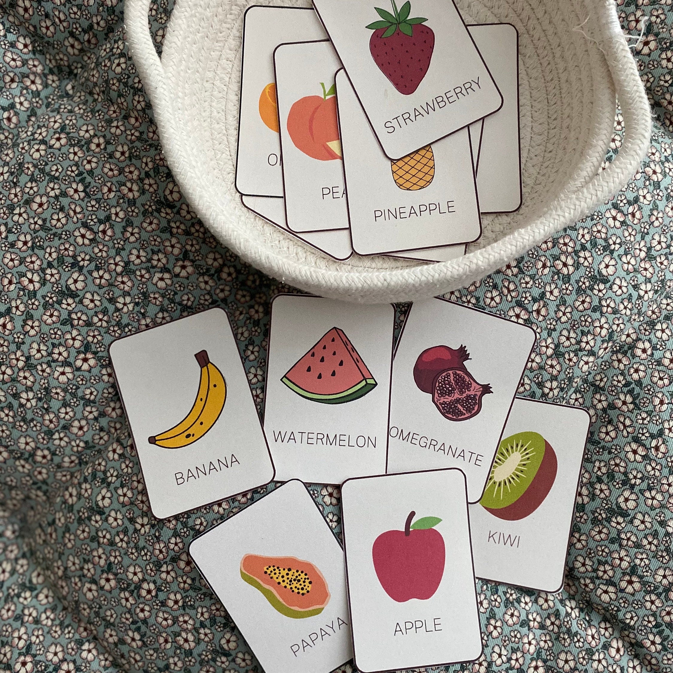 16 Fruits Flash Cards, Montessori Material, Educational Printable ...