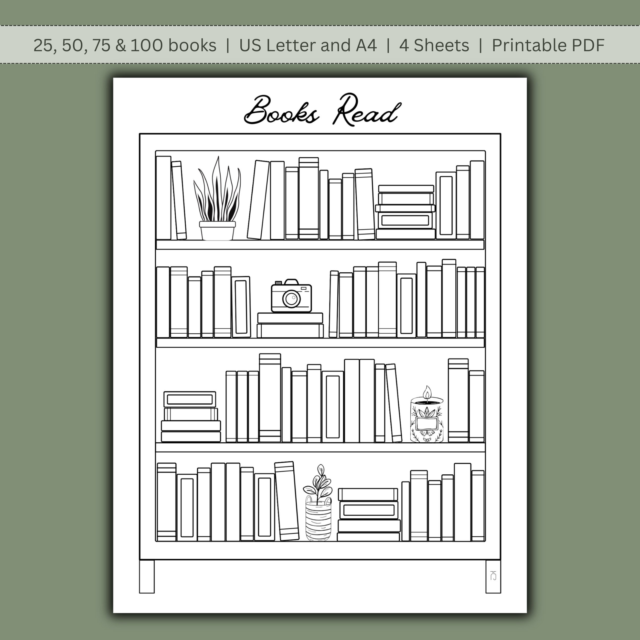 Bookshelf Reading Log: Tracker Printable (digital Download) - Etsy
