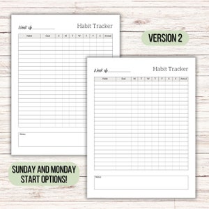Weekly Habit Tracker Printable, Progress Tracker, Daily Habits, Goal ...