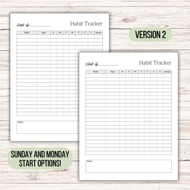 Weekly Habit Tracker Printable, Progress Tracker, Daily Habits, Goal ...