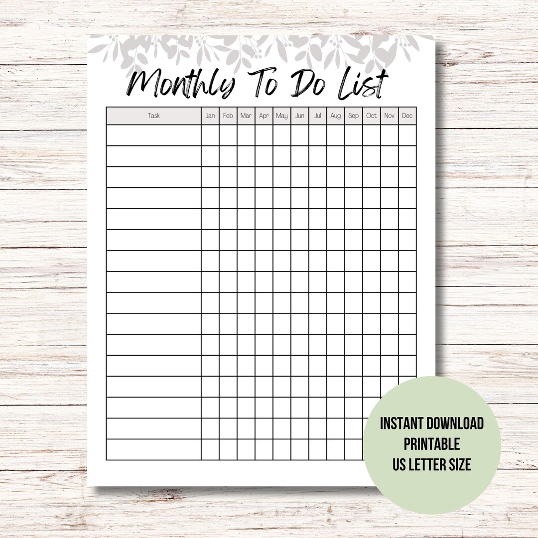 To Do List, Monthly to Do, Checklist, Planner, Productivity, PDF ...