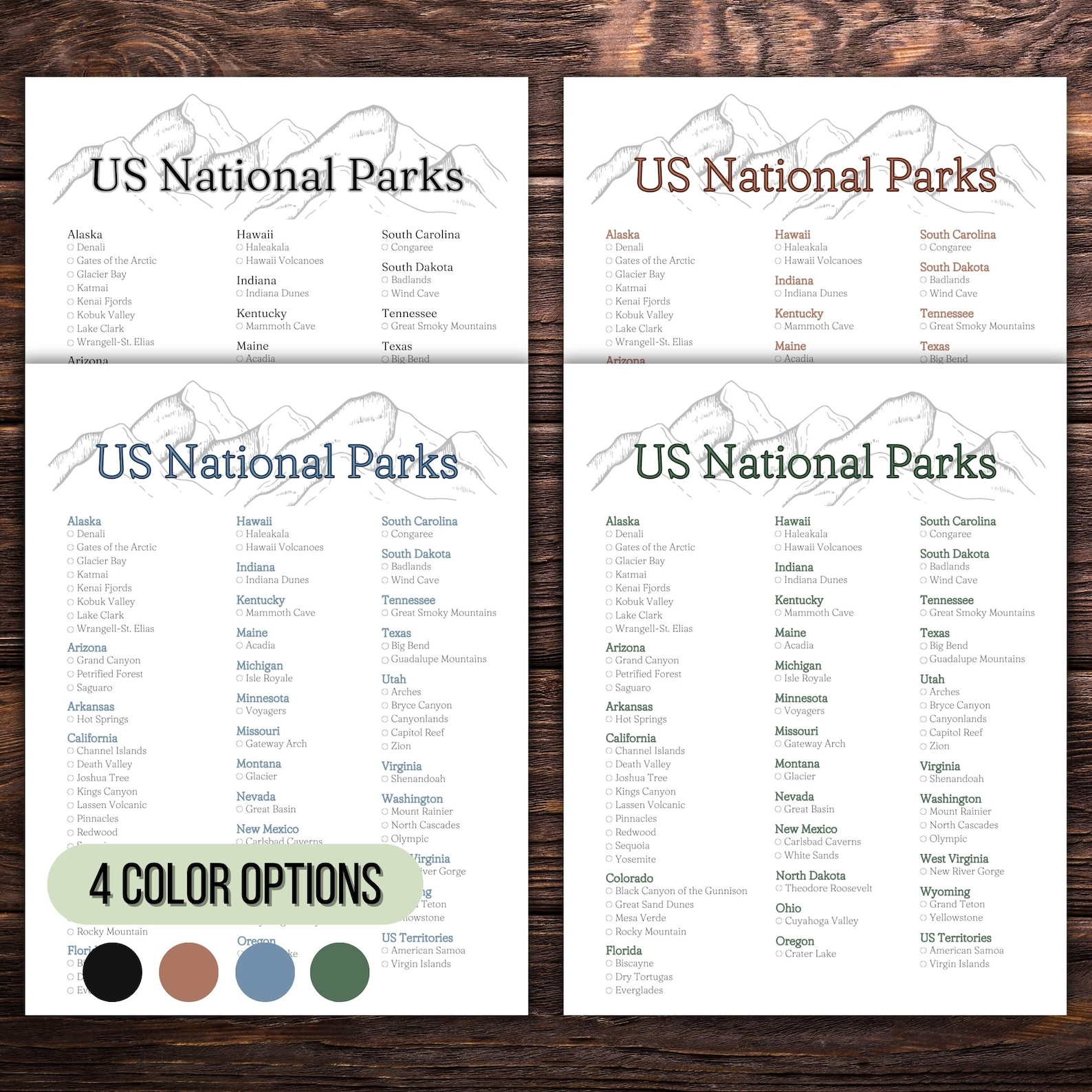 US National Park, US National Forest, US National Monuments Checklist ...