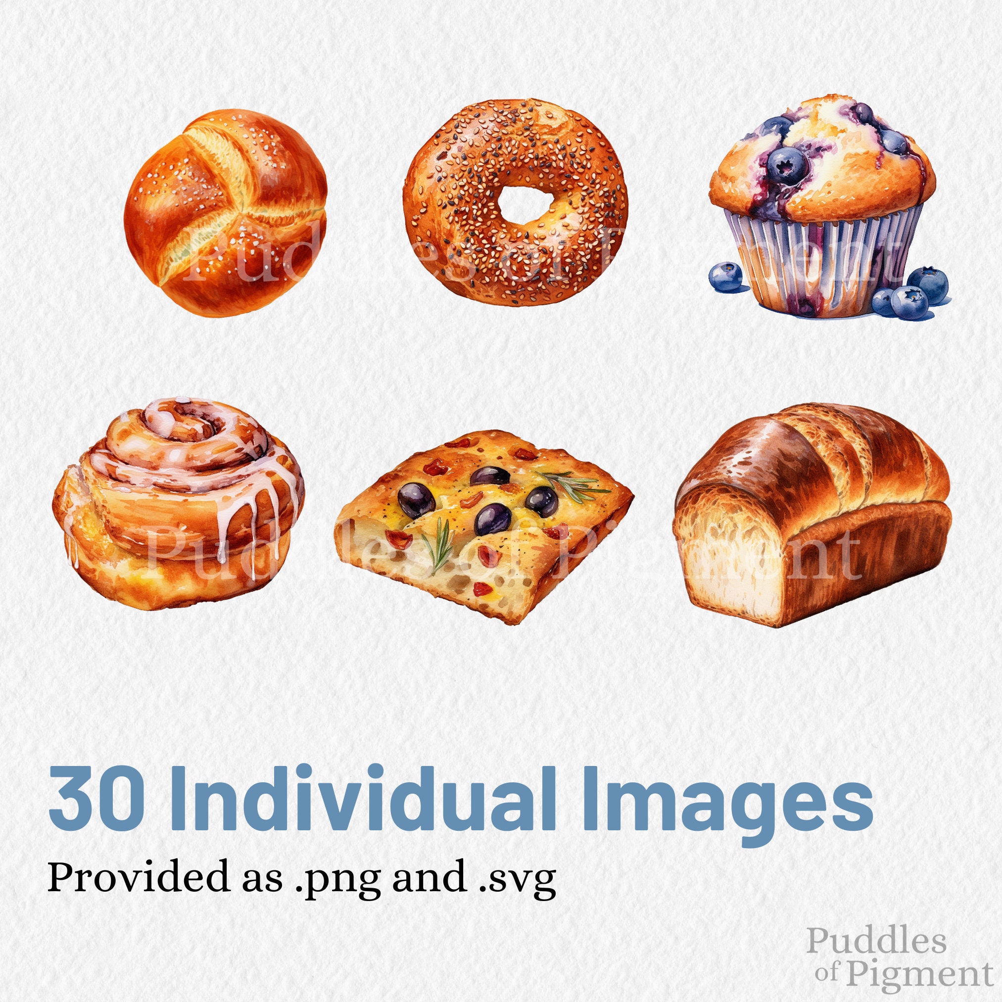 Watercolor Bakery Clipart Bundle, Baking SVG PNG Files, Watercolor Cake ...