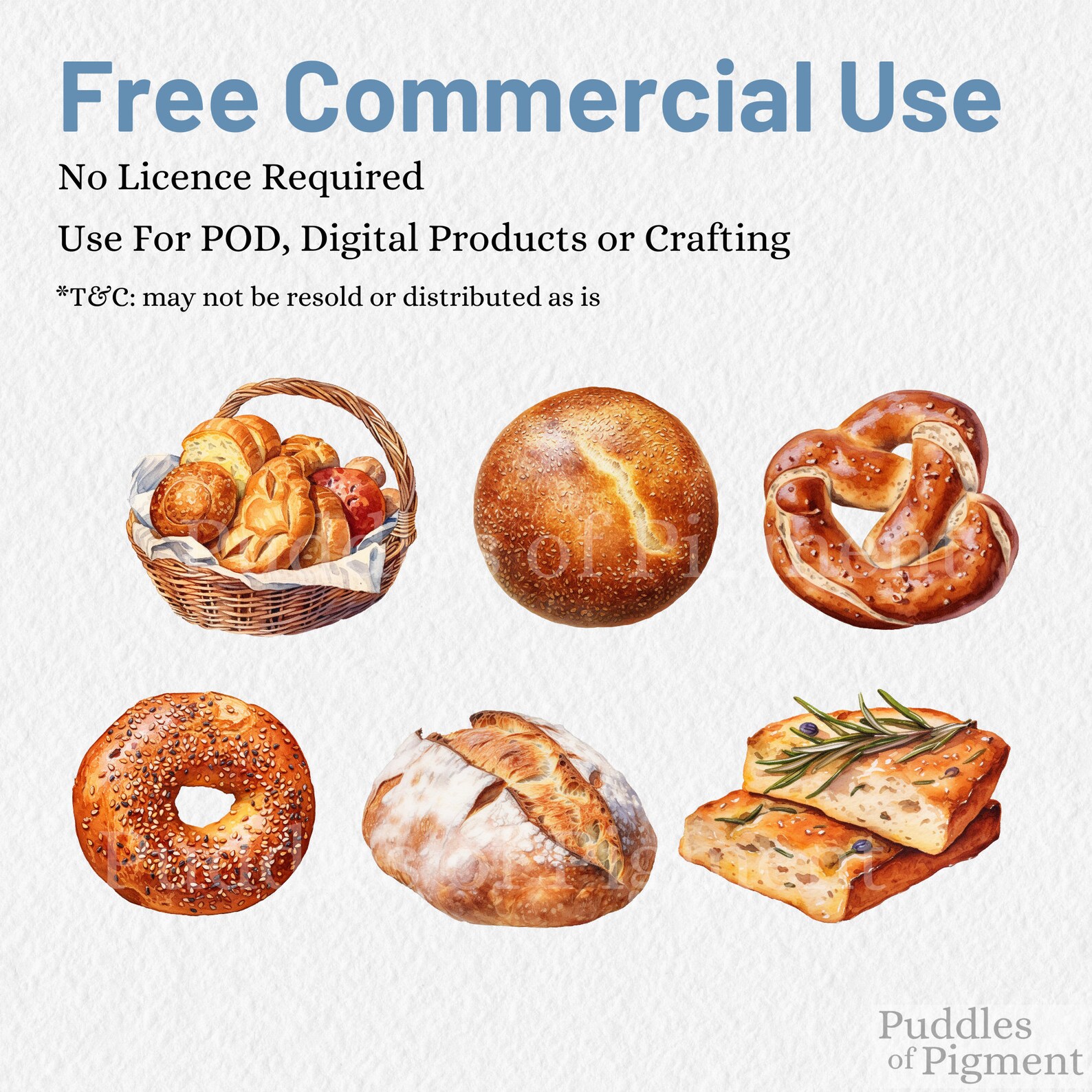Watercolor Bread Clipart Bundle, Bakery SVG PNG Files, Watercolor ...