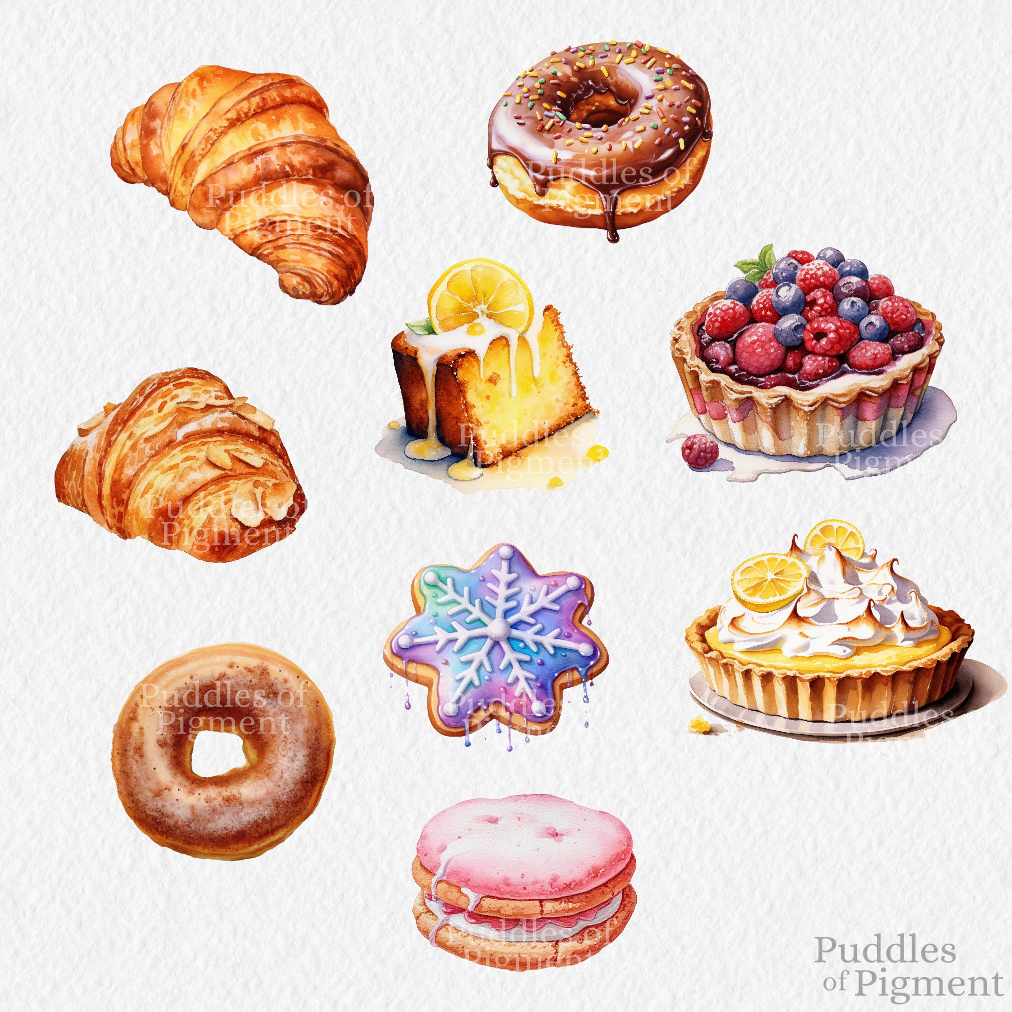 Watercolor Bakery Clipart Bundle, Baking SVG PNG Files, Watercolor Cake ...