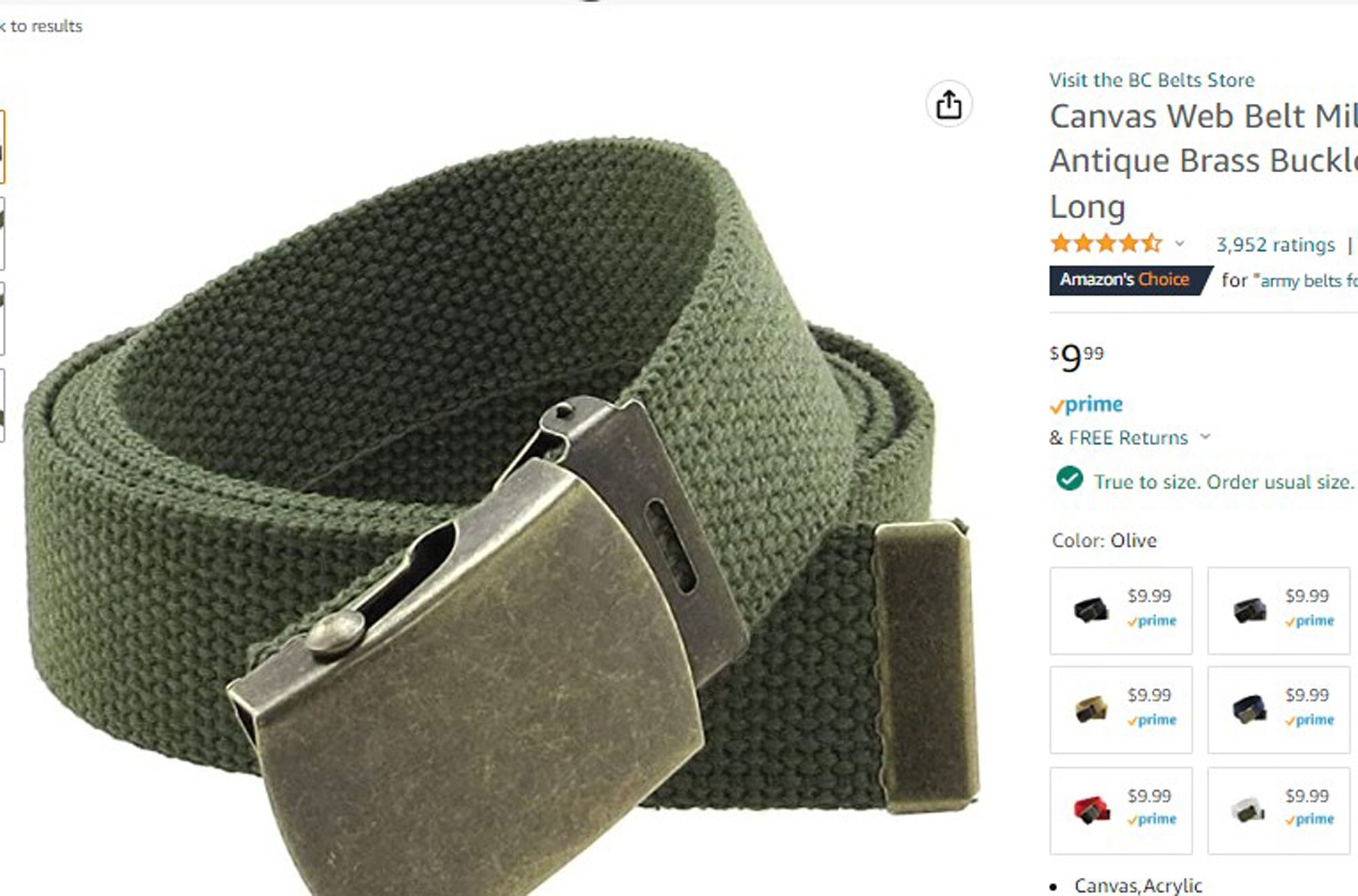 Canvas Web Belt Military Style With Antique Brass Buckle One Size - Etsy