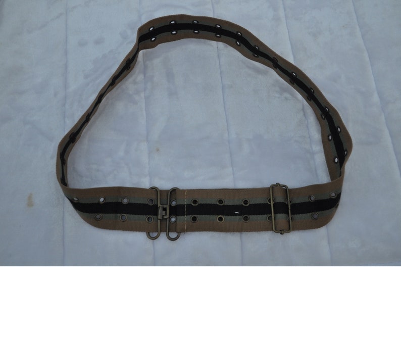 Canvas Web Belt Military Style With Antique Brass Buckle One Size - Etsy