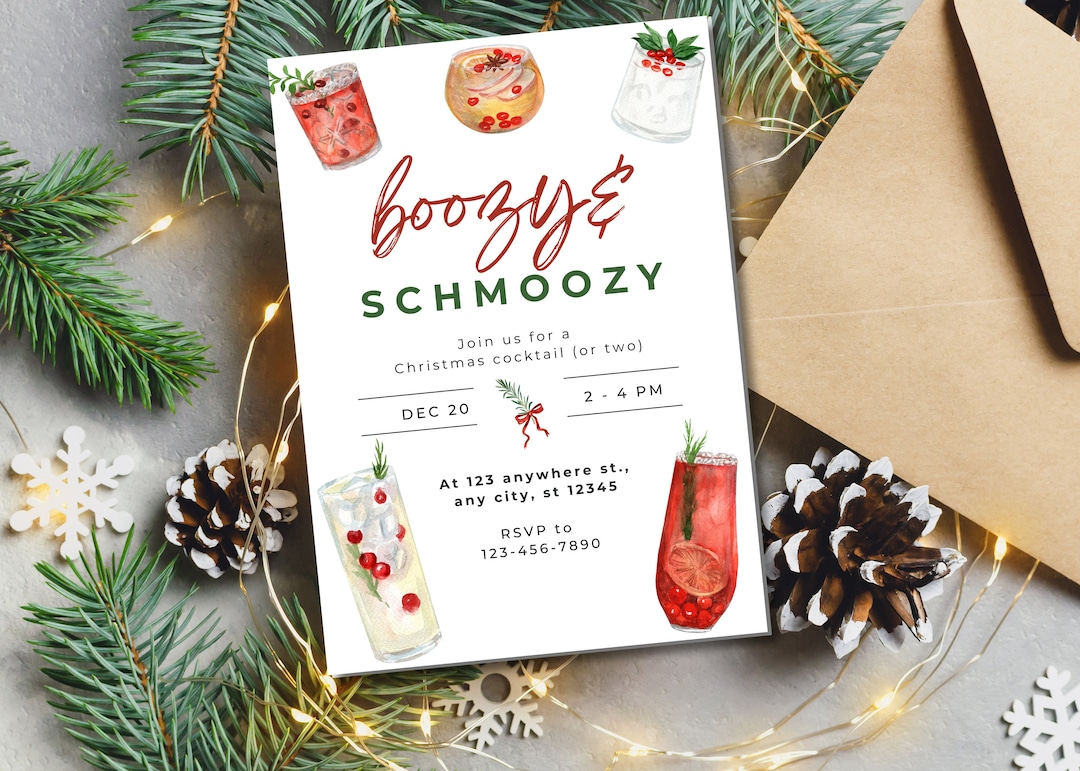 Boozy Holiday Cocktail Party Invitation - Etsy