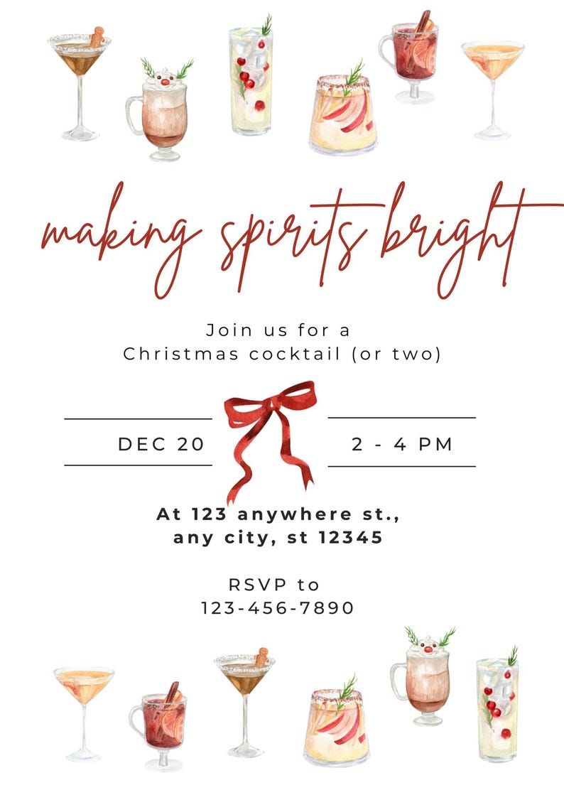 Making Spirits Bright Holiday Invitation - Etsy