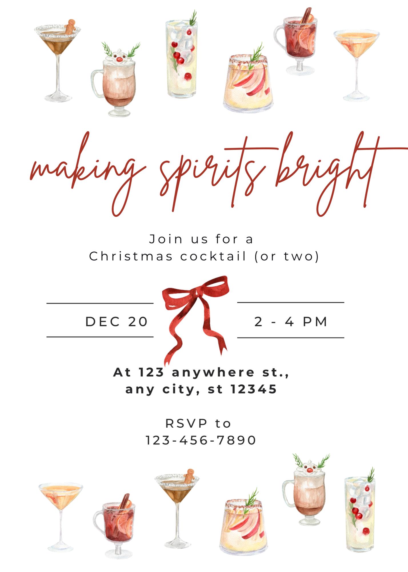 Making Spirits Bright Holiday Invitation - Etsy