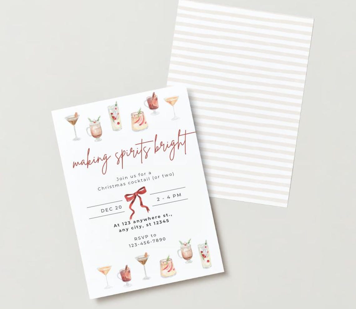Making Spirits Bright Holiday Invitation - Etsy