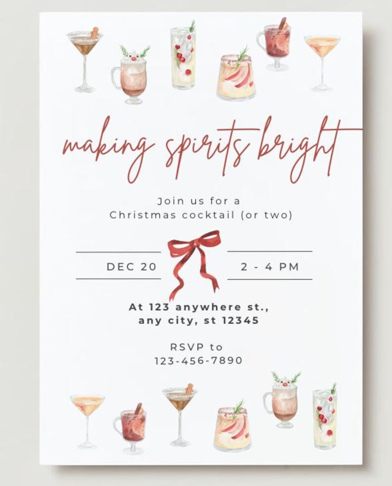 Making Spirits Bright Holiday Invitation - Etsy