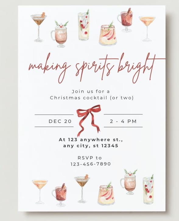 Making Spirits Bright Holiday Invitation - Etsy