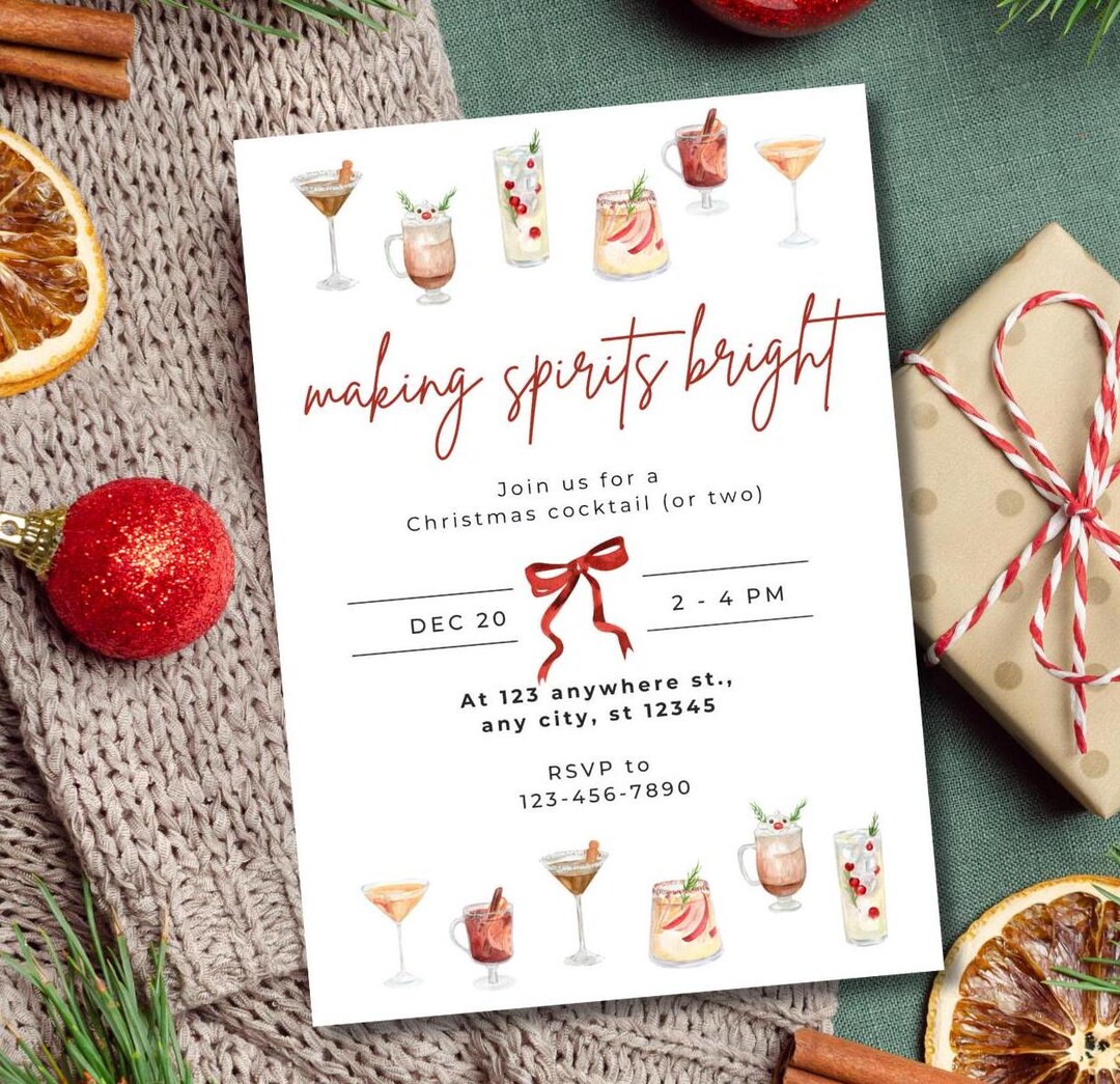 Making Spirits Bright Holiday Invitation - Etsy