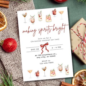 Making Spirits Bright Holiday Invitation - Etsy