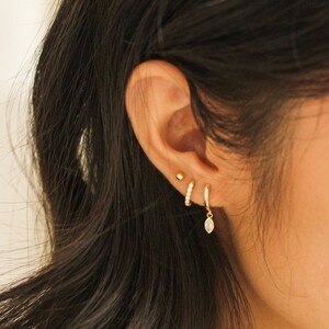 Dainty Silver Everyday Ear Stack Set, Gold Diamond Hoop, Minimalist ...