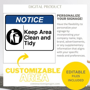 Keep Area Clean and Tidy, Safety Sign Printable, Digital Download - Etsy