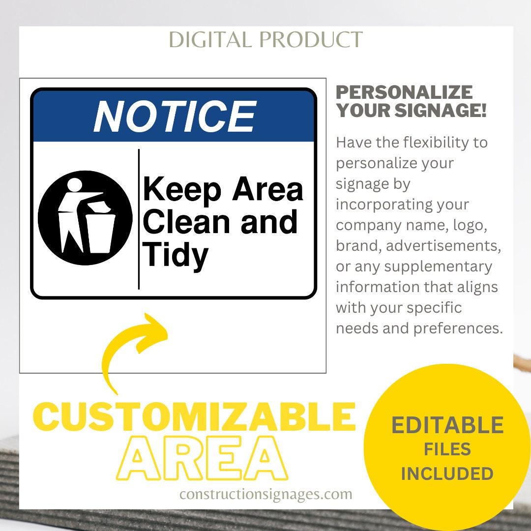 Keep Area Clean and Tidy, Safety Sign Printable, Digital Download - Etsy