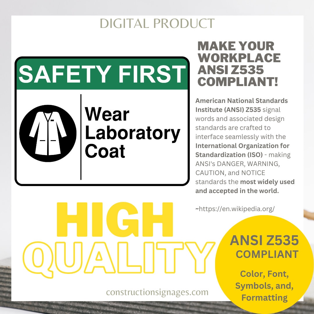 Wear Laboratory Coat Printable Safety Signages Digital - Etsy
