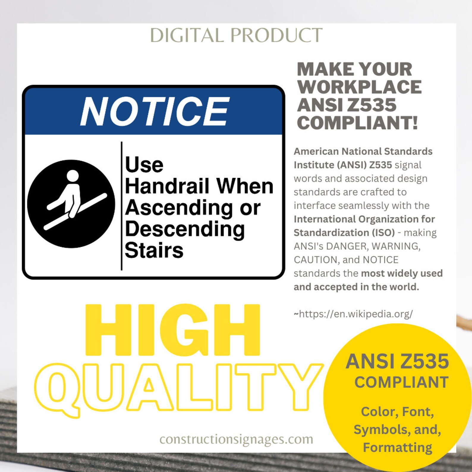 Use Handrail, Printable Safety Signage, Digital Download - Etsy