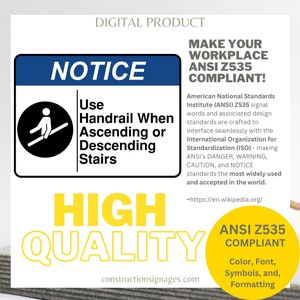 Use Handrail, Printable Safety Signage, Digital Download - Etsy