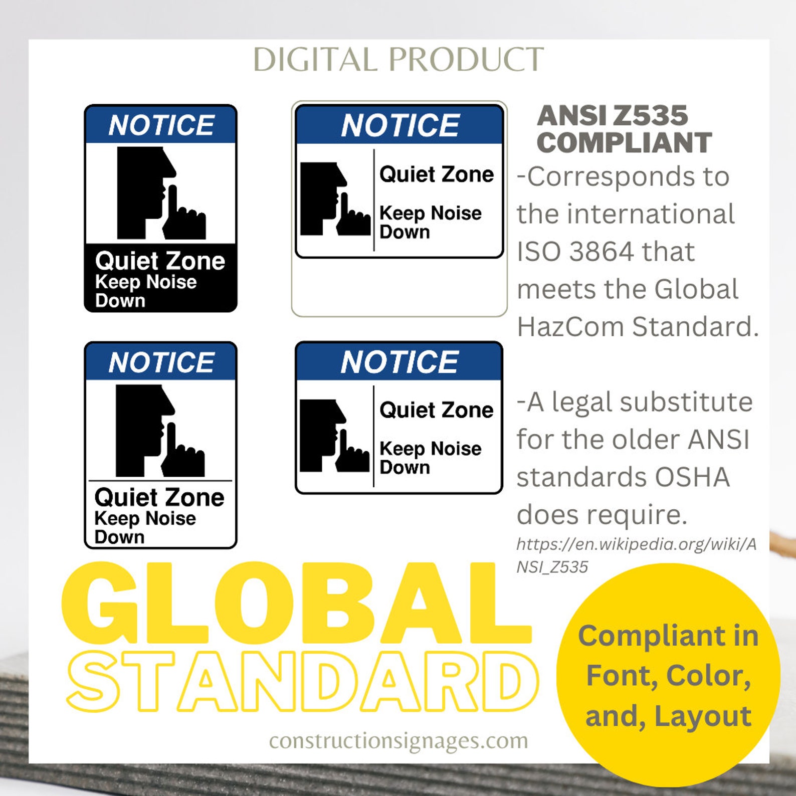 Quiet Zone, Keep Noise Down, Safety Signs, Printable Safety Sign ...